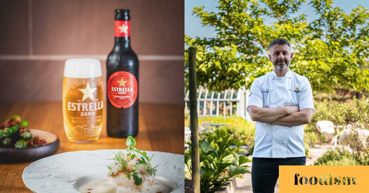 Mark Birchall's roast Cornish hake with brown crab and grilled chorizo ...