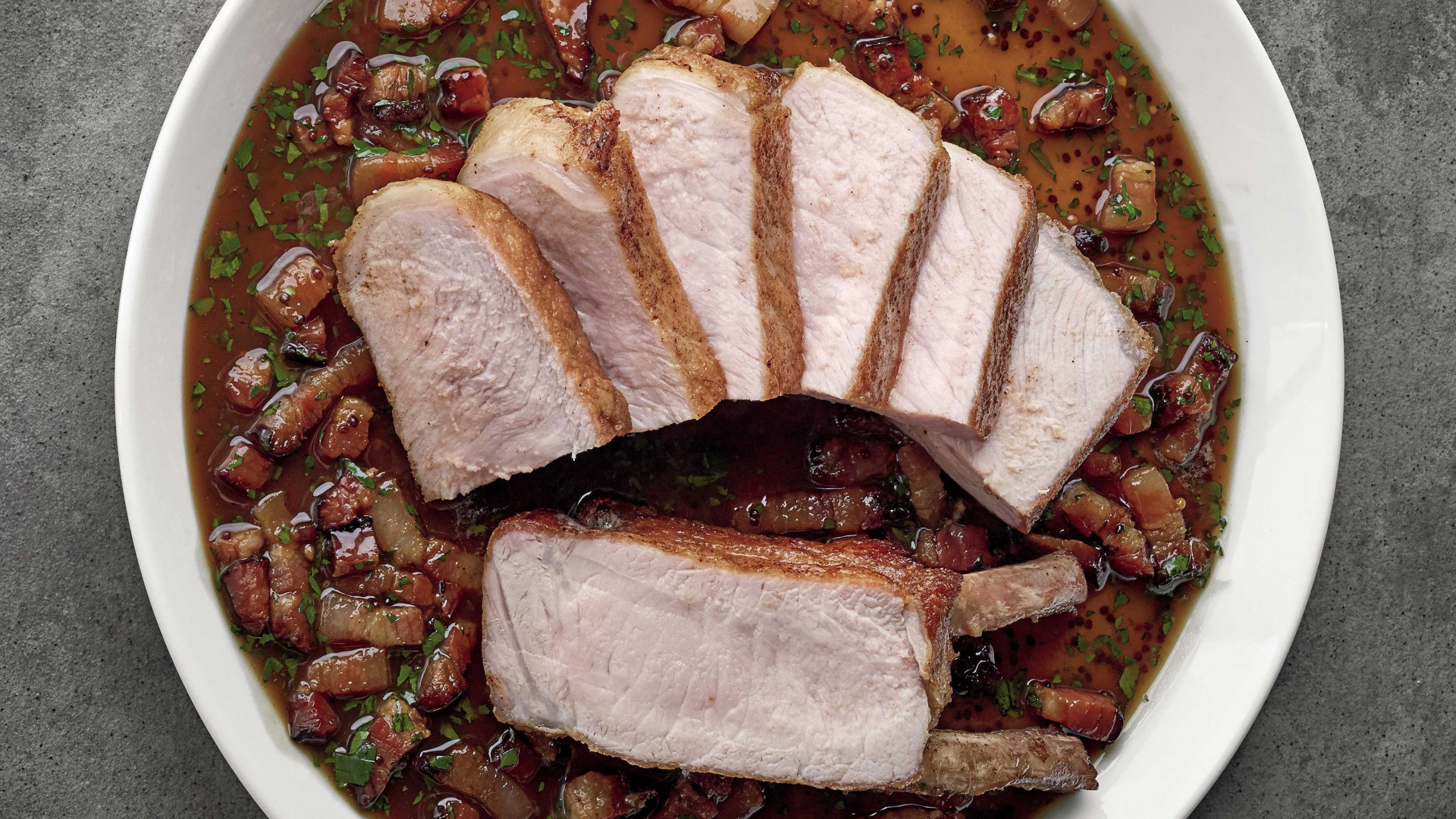 Make Matty Mathesons Pork Chop With Maple Jack Daniels Bacon Sauce Recipes Foodism